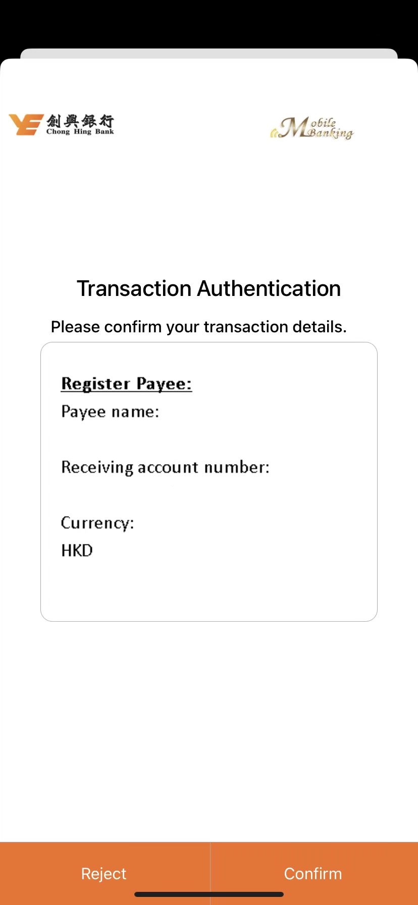 Chong Hing Bank - Register payee online